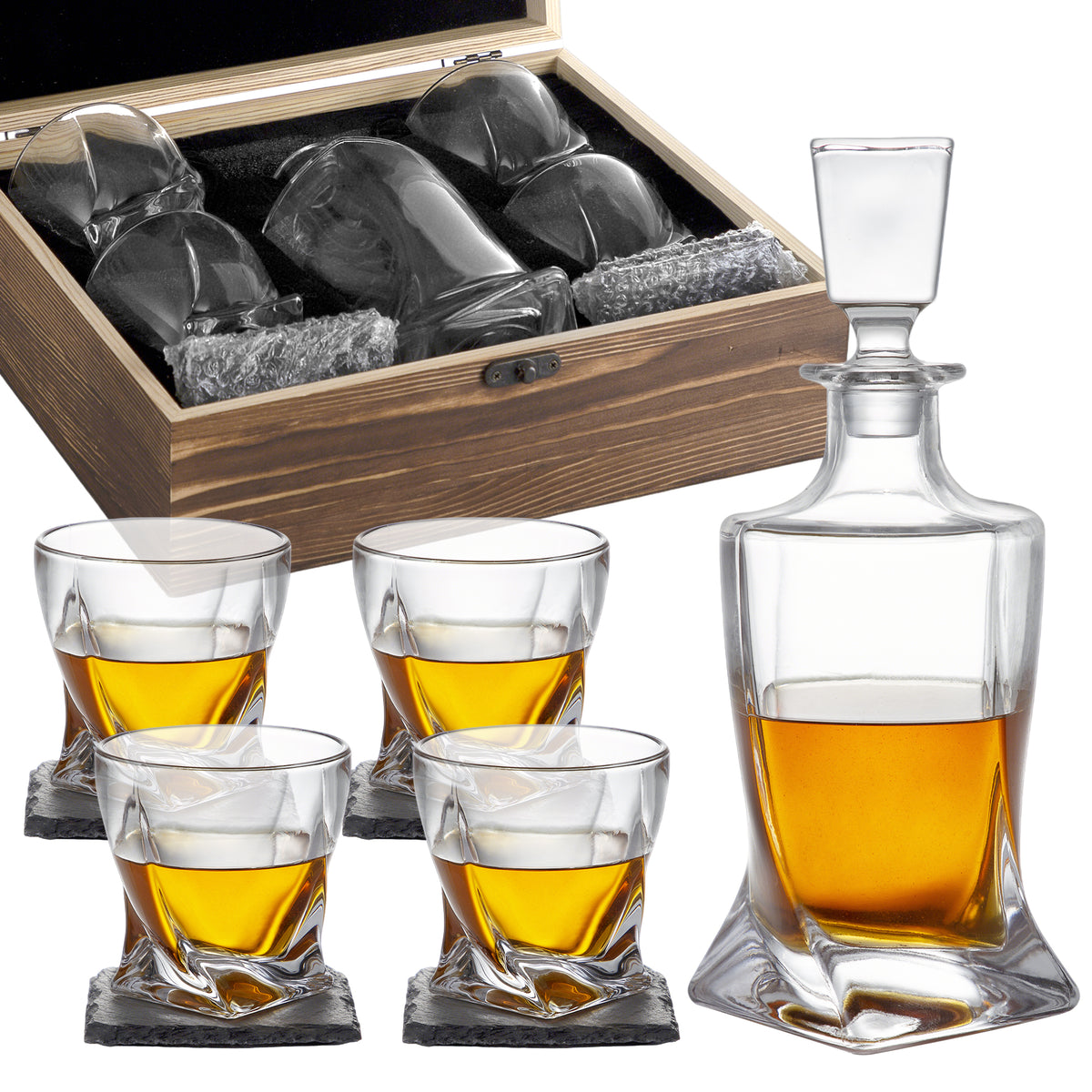 Premium Whisky Decanter Set (with 4 glasses) – Adelaide Wine Barrels